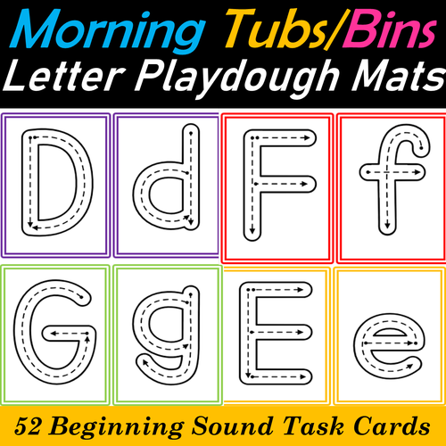 Playdough Letters/ Alphabets Fine Motor Task Cards for Work bins ...