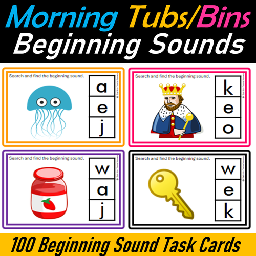 Beginning Letter Sounds Task Cards| Morning tubs, Work Bins | Phonemic ...