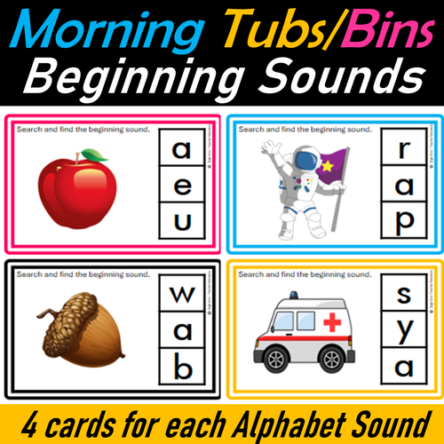 Beginning Letter Sounds Task Cards| Morning tubs, Work Bins | Phonemic ...