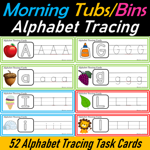 Alphabet/ Letter Tracing Task Cards| Morning tubs, Work Bins| Phonemic ...