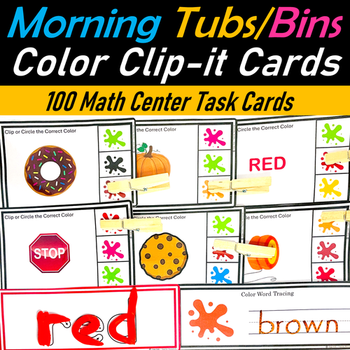 Color Clip it & Tracing Task Cards for Pre-k & Kindergarten| Morning ...