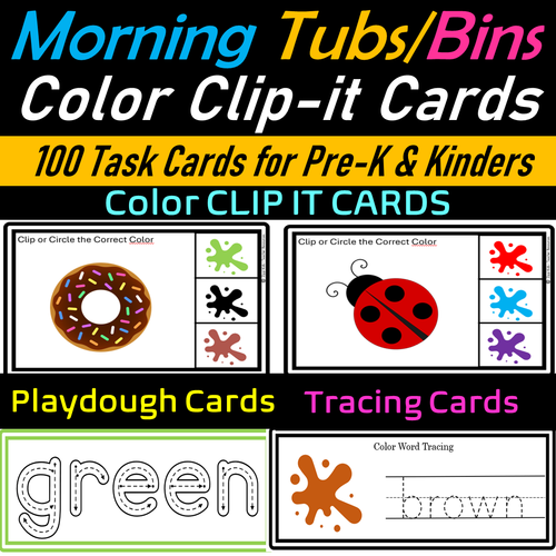 Color Clip it & Tracing Task Cards for Pre-k & Kindergarten| Morning ...