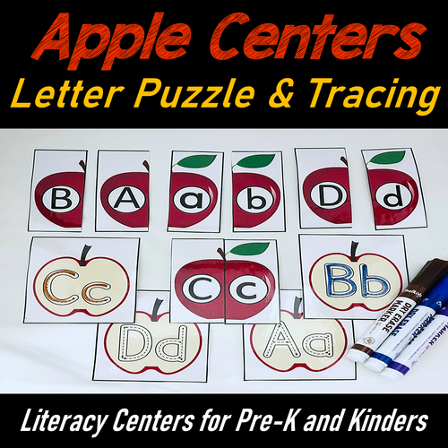 Apple Literacy Center | Letter Match Puzzle & Alphabet/Tracing for ...