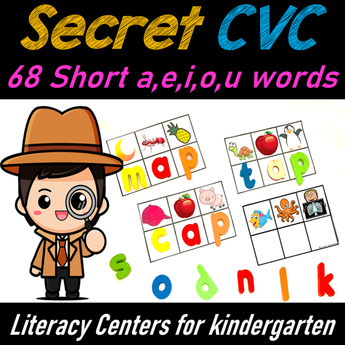 Secret CVC Words (Short Vowels a,e,i,o,u) & Beginning Letter Sounds ...