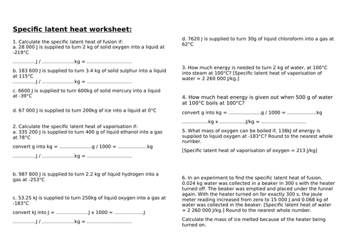 Internal energy and specific latent heat | Teaching Resources