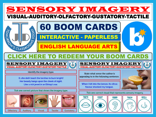 SENSORY IMAGERY: 60 BOOM CARDS | Teaching Resources
