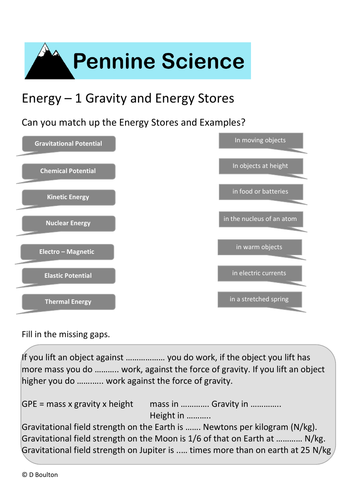 GCSE iGCSE Gravitational Potential Energy, Powerpoint, Video, Work ...