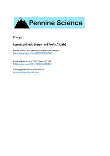 GCSE iGCSE Kinetic Energy Lesson Video, Work Sheet and Power Point ...
