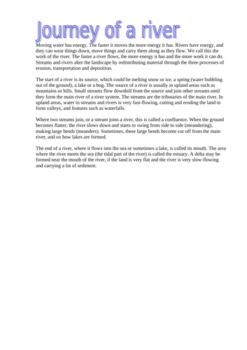 Geography Journey of a River Powerpoints Worksheets Delta Tributary ...