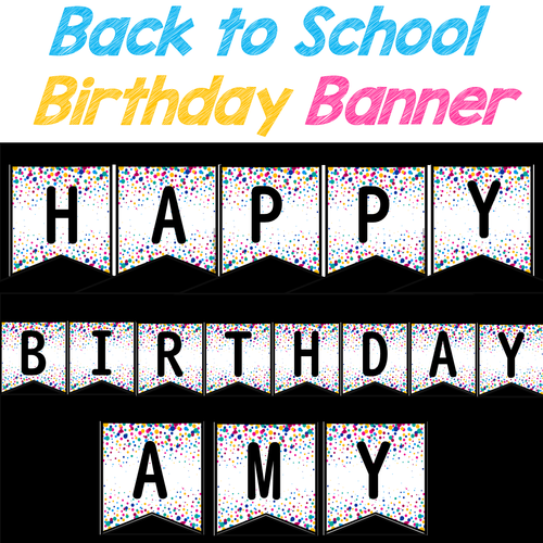 Birthday Banner | Confetti Banner Letters A-Z | Birthday Display Board ...
