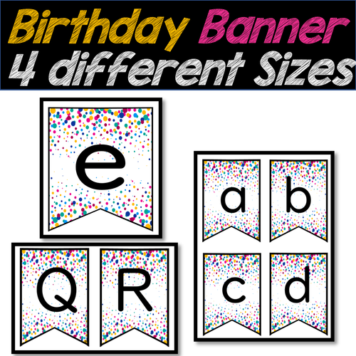 Birthday Banner | Confetti Banner Letters A-Z | Birthday Display Board ...