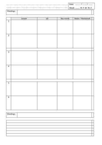 Teacher's planner Word Template | Teaching Resources