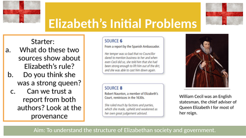 Elizabethan England: Key Topic 1 | Teaching Resources
