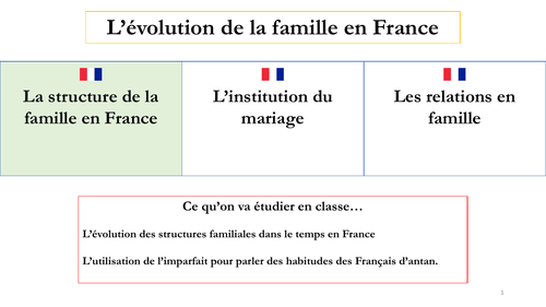 French A level - la structure de la famille en France (four lessons ...