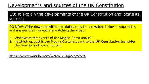 Developments and Sources of the UK Constitution | Teaching Resources
