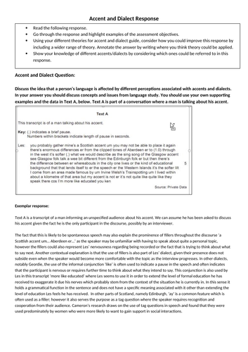 English Language A Level Accent and Dialect SOW | Teaching Resources