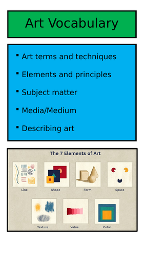 Art Vocabulary Booklet | Teaching Resources