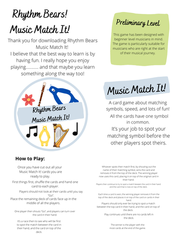 Rhythm Bears Music Match It! Preliminary Level, music theory game ...