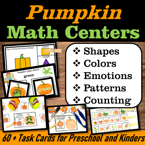 Pumpkin Math Centers | Numbers, Shapes, Colors, Emotions, Patterns ...
