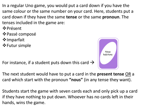 French verbs revision game | Teaching Resources
