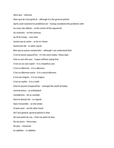 GCSE FRENCH writing and speaking sentence openers - lesson plan ...