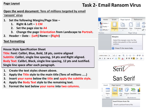 MS Word Worksheet for year 9 | Teaching Resources