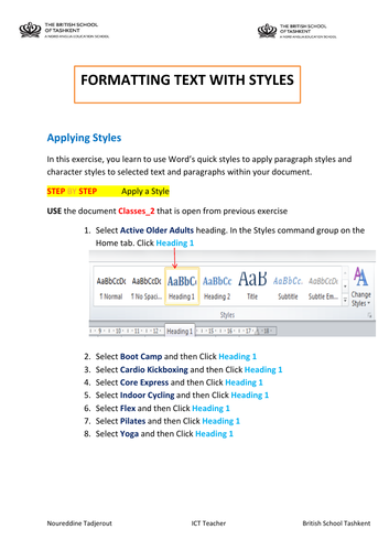 MS Word Worksheet for year 9 | Teaching Resources