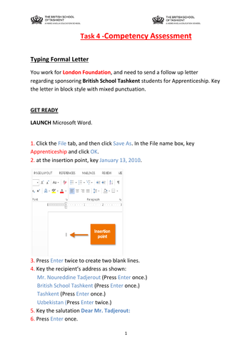 MS Word Worksheet for year 9 | Teaching Resources