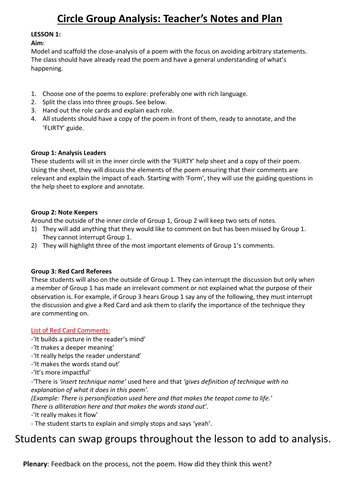 Approaching Poetry: Circles of Discussion | Teaching Resources