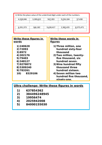 Reading and Writing Large Numbers (Up to 10 Million) COMPLETE LESSON ...