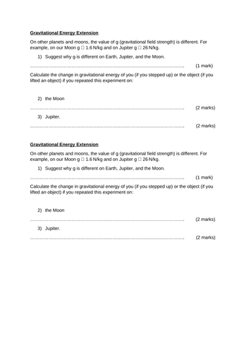 P1.4 Gravitational Potential Energy | Teaching Resources