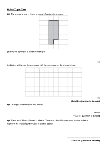 EdExcel GCSE Foundation Unit 8 - Perimeter, Area & Volume | Teaching ...