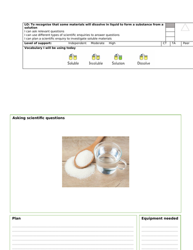 KS2 Solubility worksheets and slides plan | Teaching Resources