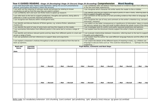 Guided Reading Record Year 6 | Teaching Resources