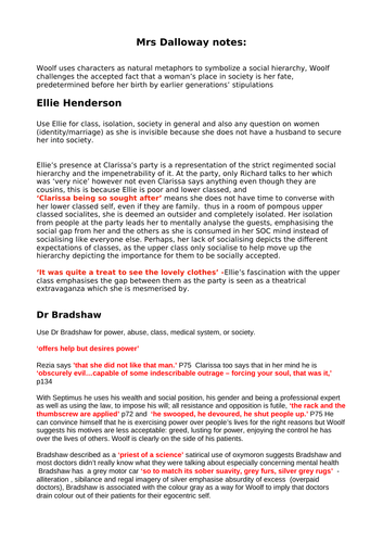Complete Mrs Dalloway Notes A Level Notes | Teaching Resources