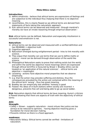 COMPLETE A-Level Religious Studies OCR Ethics Notes | Teaching Resources