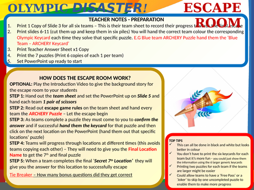 History of Winter Olympics Escape Room | Teaching Resources