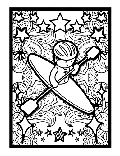 Kayaking Mindfulness Mandala Colouring Pages, Sport Printable Colouring ...