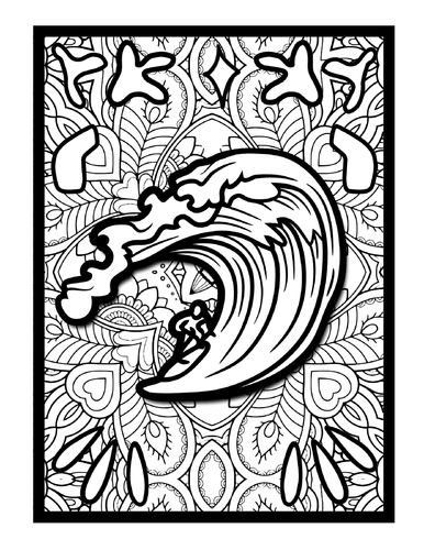 Surfing Mindfulness Mandala Colouring Pages, Sport Printable Colouring ...