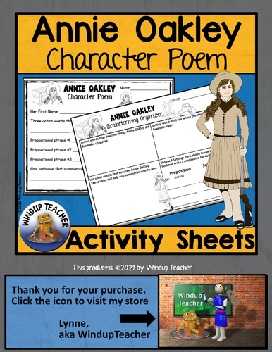 Annie Oakley Character Poem Activity | Teaching Resources