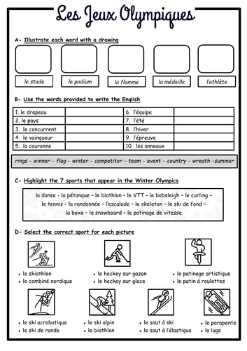 French Booklet- Olympic Games | Teaching Resources