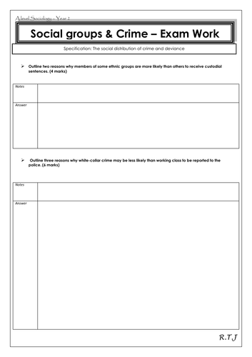 Social distribution of crime - Exam work - Crime & Deviance - AQA A ...