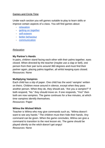 Circle Time Games | Teaching Resources