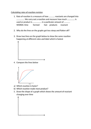 Rates of reaction revision | Teaching Resources