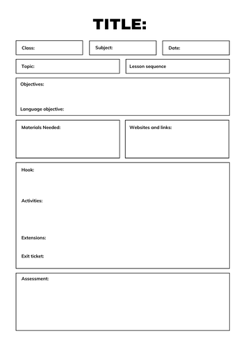 Lesson plan pro forma | Teaching Resources