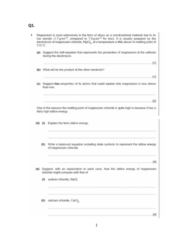 A level Past papers chemistry [9701]-Topic wise | Teaching Resources