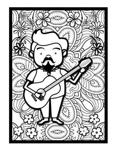 Guitariste Mindfulness Mandala Colouring Pages, Guitar Printable ...