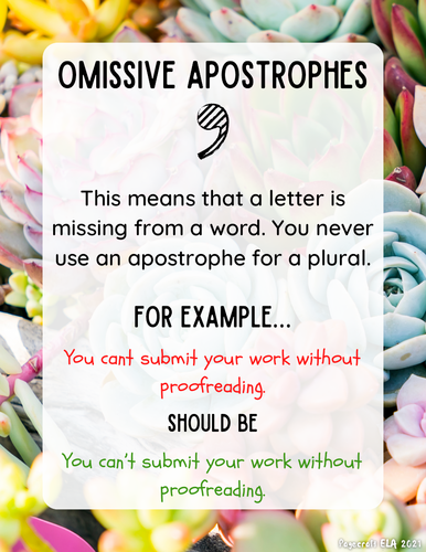 15 Punctuation and Grammar Posters | Succulent and Cactus Theme ...