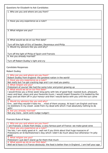 Elizabeth I Marriage | Teaching Resources