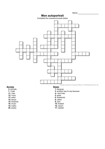 Studio 1 Mon autoportrait | Teaching Resources
